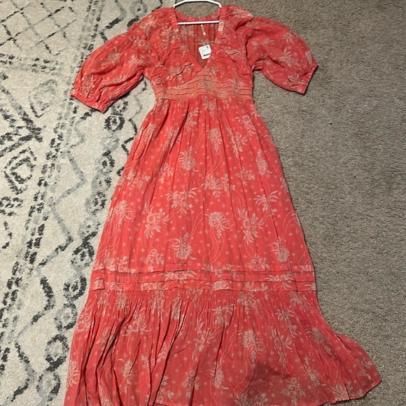Free People | Dresses | Golden Hour Smocked Bodice Maxino Rips Stains ...